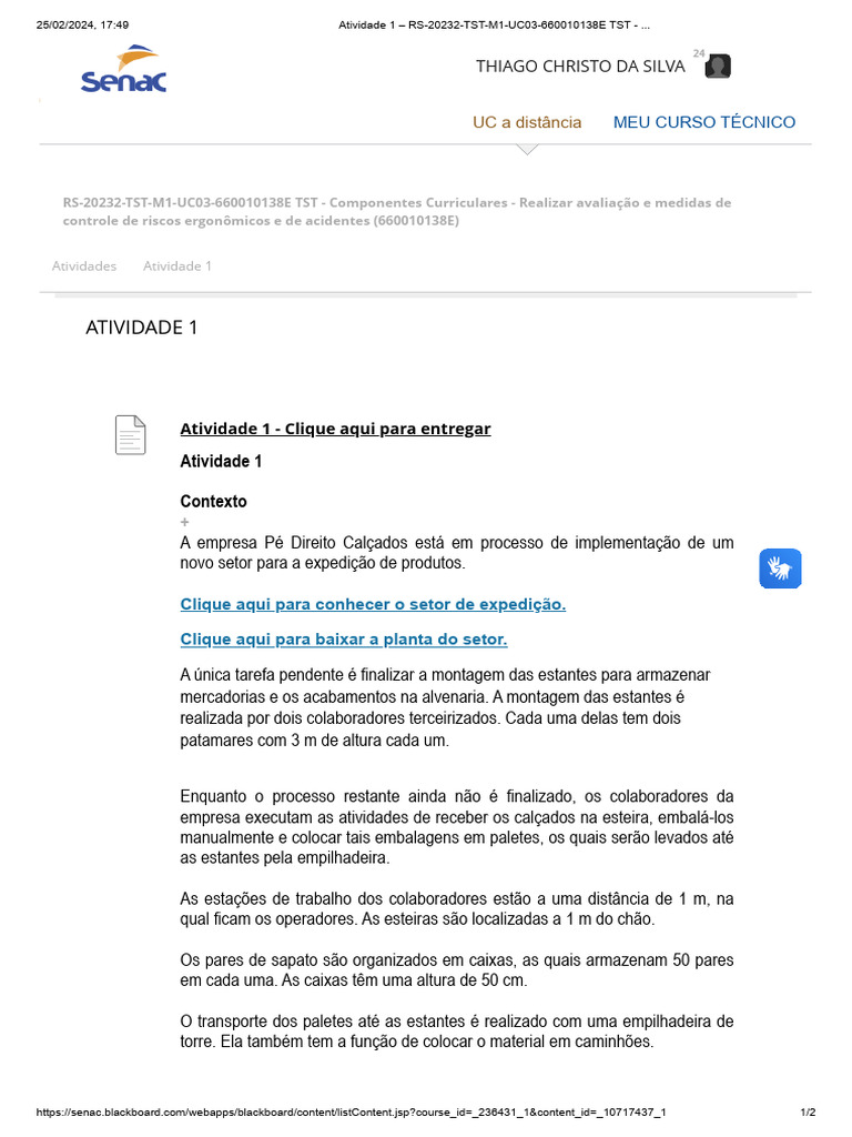 Atividade 1 - RS-20232-TST-M1-UC03-660010138E TST - .. | PDF | Fatores humanos e Ergonomia