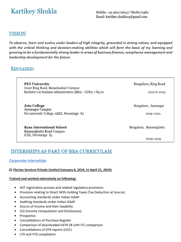 Kartikey Shukla CV | PDF | Taxes Kartikey Shukla CV | PDF | Taxes