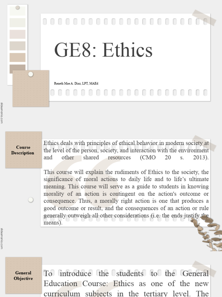 Unit 1 Introduction To Ethics | PDF | Morality | Etiquette