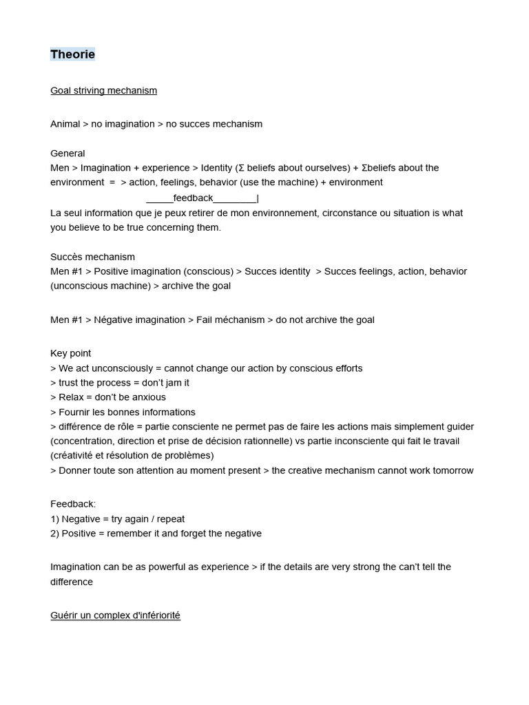 Résumé - Psycho Cybernetics | PDF | Peur | Émotions