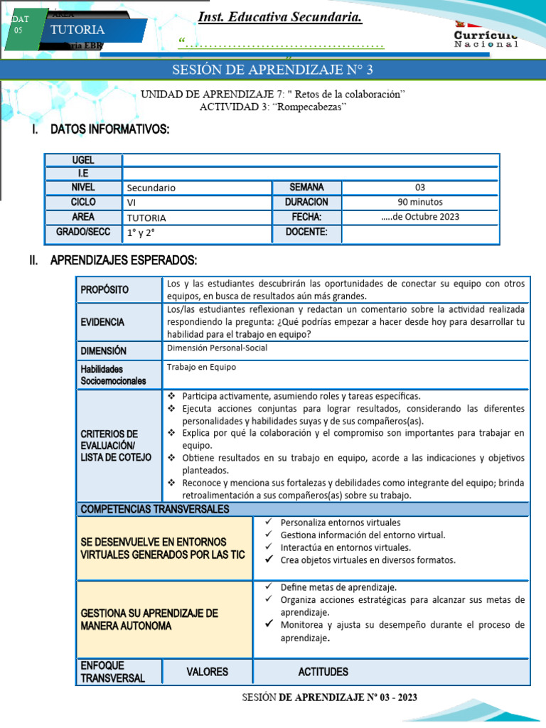 1º y 2° TUTORIA SES 3 EDAT 7 SEM 03 | PDF | Aprendizaje | Evaluación