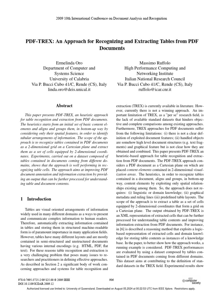 PDF-TREX An Approach For Recognizing and Extracting Tables From PDF Documents | PDF ...