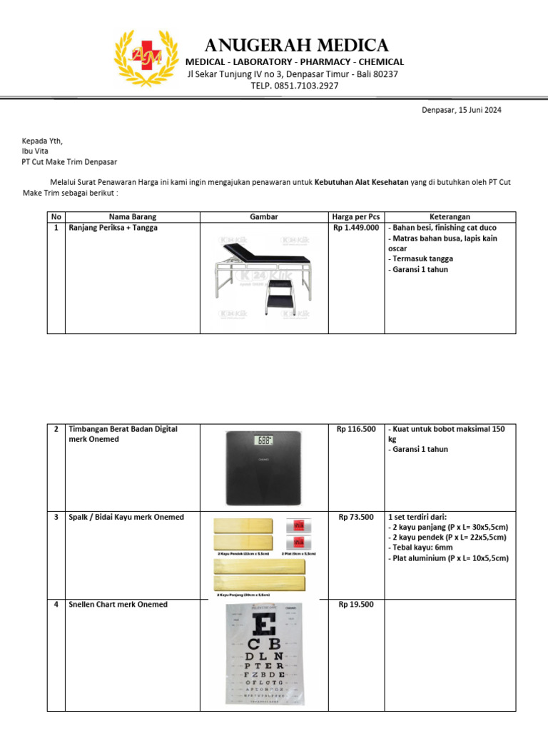 Penawaran Harga PT Cut Make Trim | PDF
