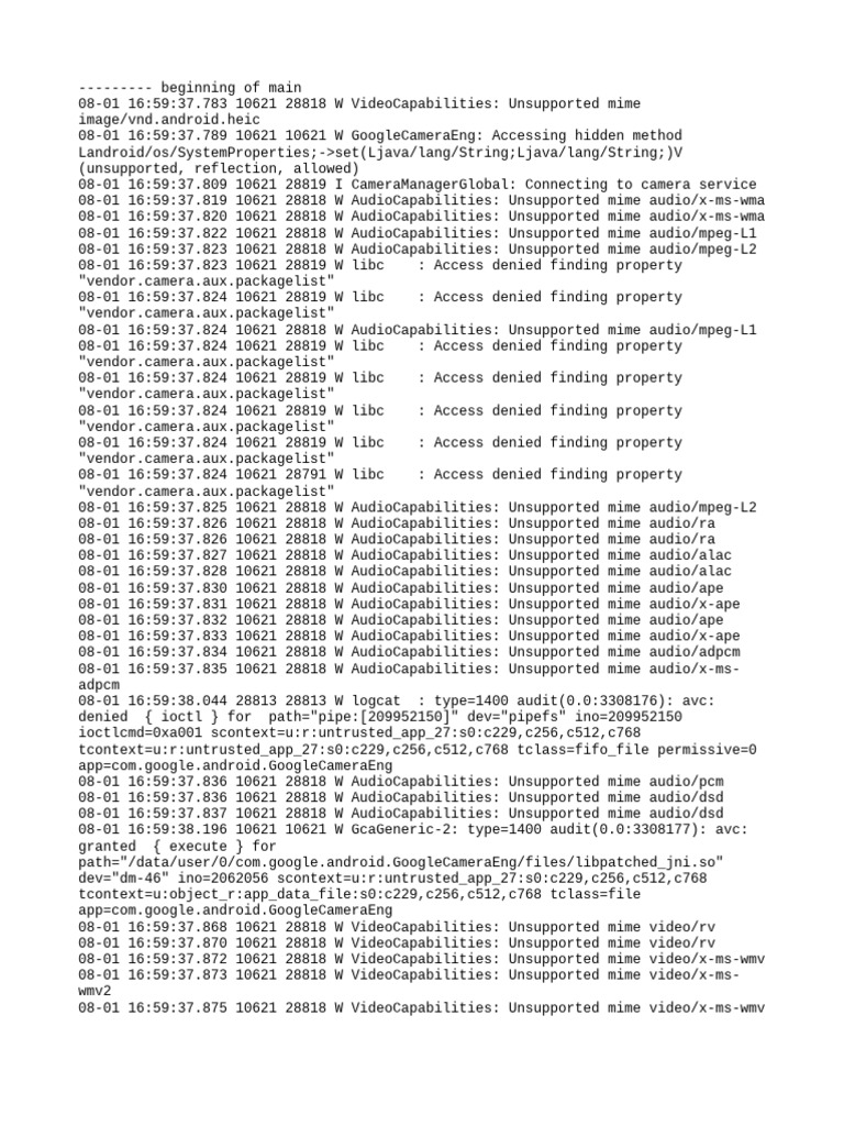 Camera App Debug Log Analysis | PDF | System Software | Mobile Software