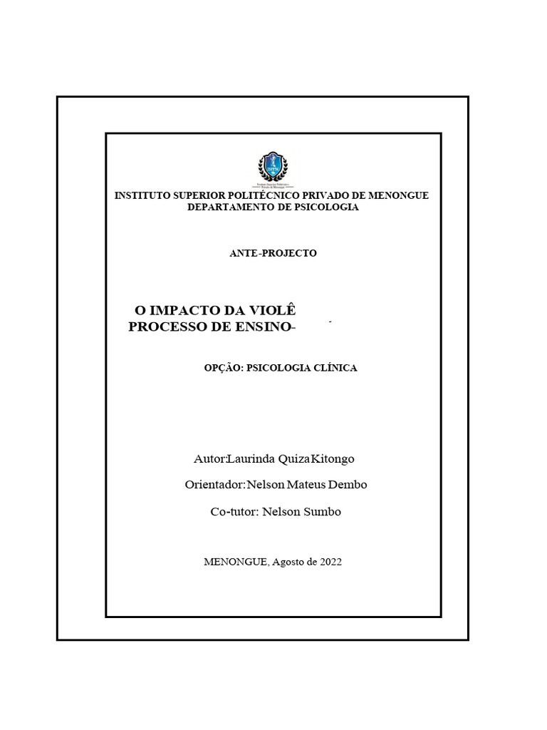 Modelo de Pre-Projecto 2022 DR Fausto | PDF | Aprendizado | Física
