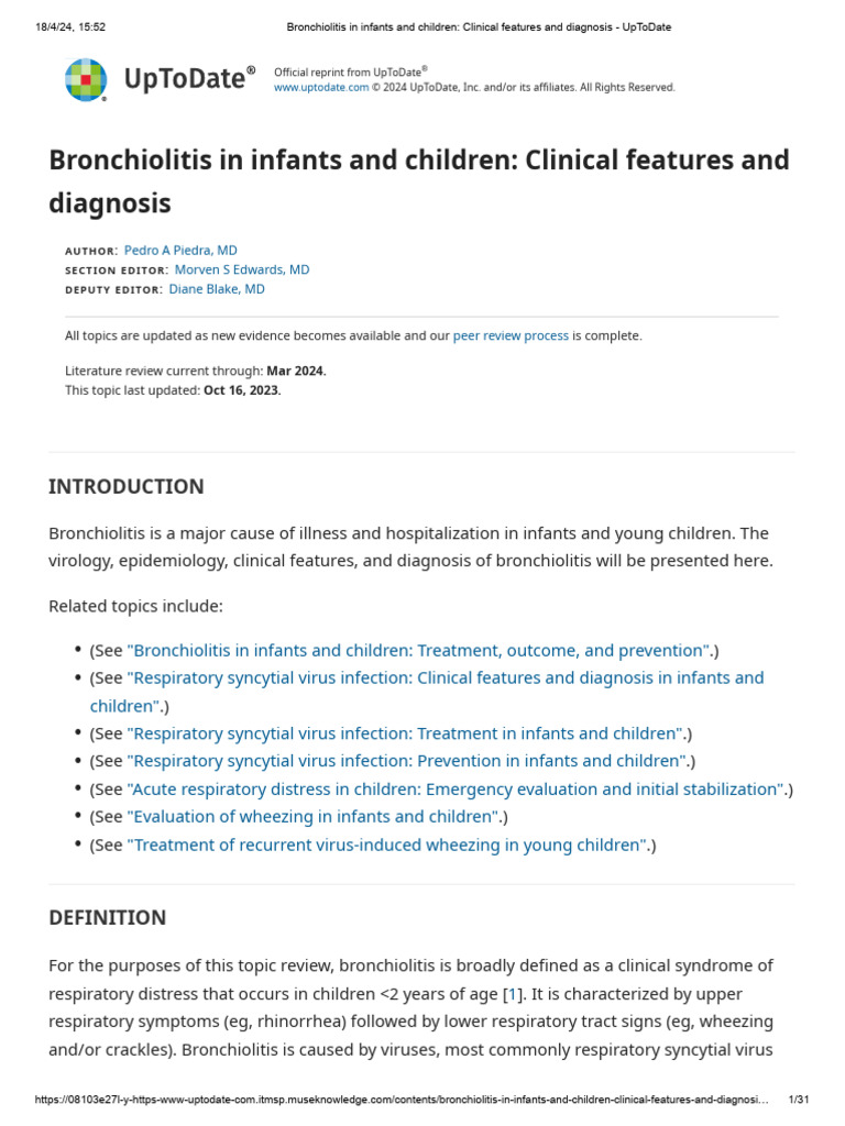 Bronchiolitis in Infants and Children - Clinical Features and Diagnosis ...
