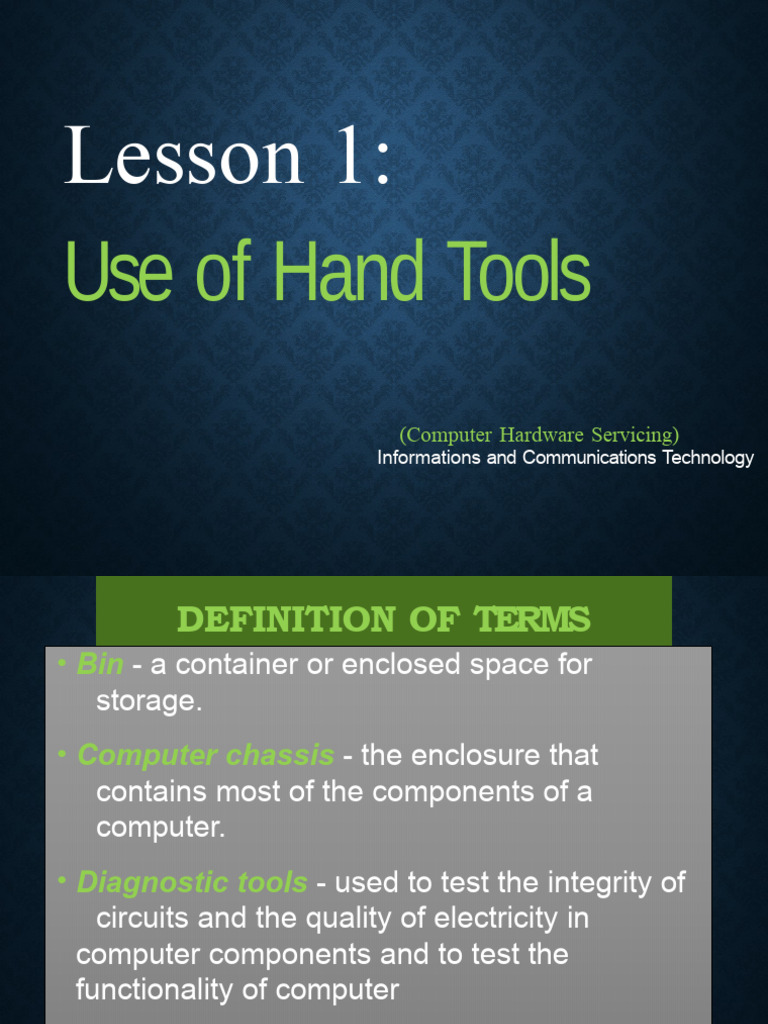 Essential Hand Tools for Computer Servicing | PDF | Electrostatic ...