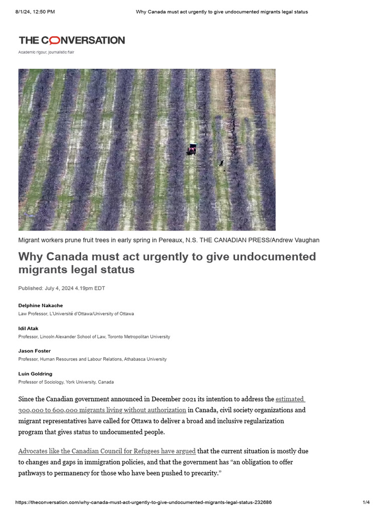 Urgent Need for Legal Status for Undocumented Migrants | PDF ...