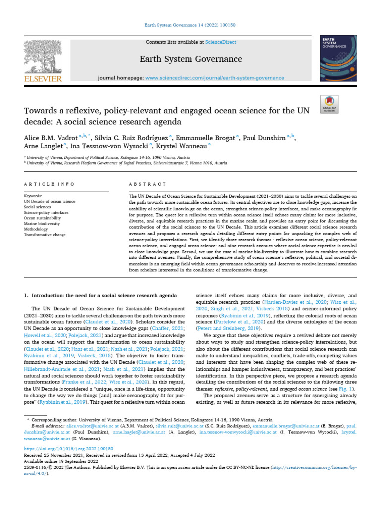 Social Science Agenda for Ocean Sustainability | PDF | Science | Social ...