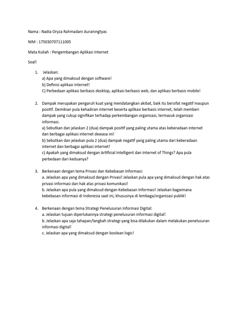 UTS PAI - Nadia Oryza Rahmadani Auraningtyas - 175030707111005 | PDF ...