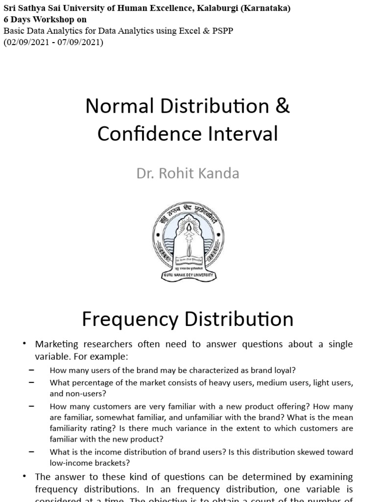 Data Analysis Workshop - Normal Distribution & Confidence Interval | PDF | Standard Deviation ...