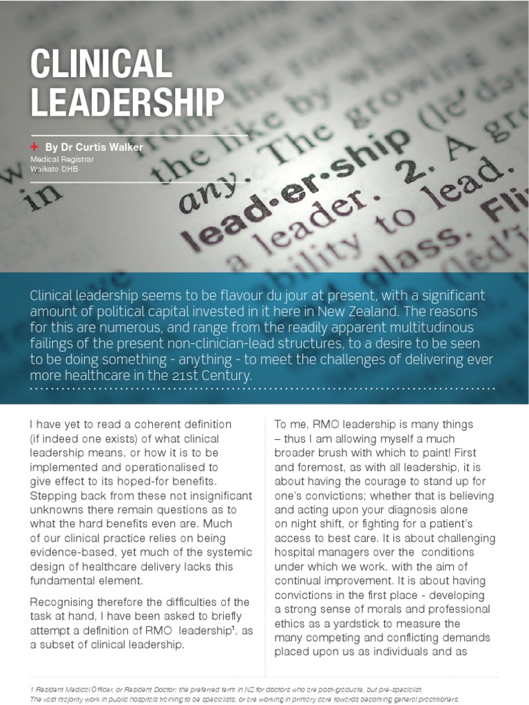 Clinical Leadership: by DR Curtis Walker | PDF | Medicine | Health Care