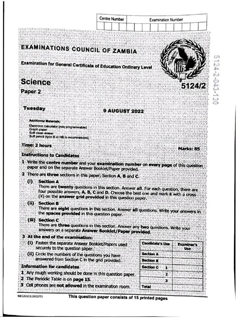 2022 p2 Science Gce | PDF