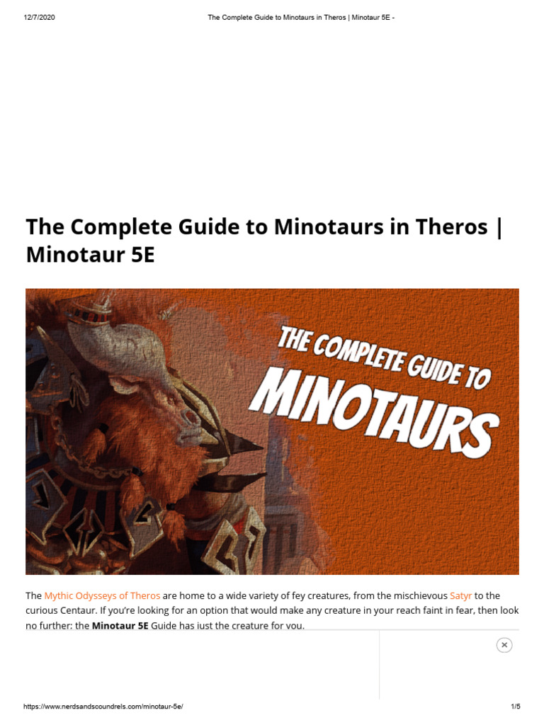 The Complete Guide To Minotaurs in Theros - Minotaur 5E | PDF | Games ...