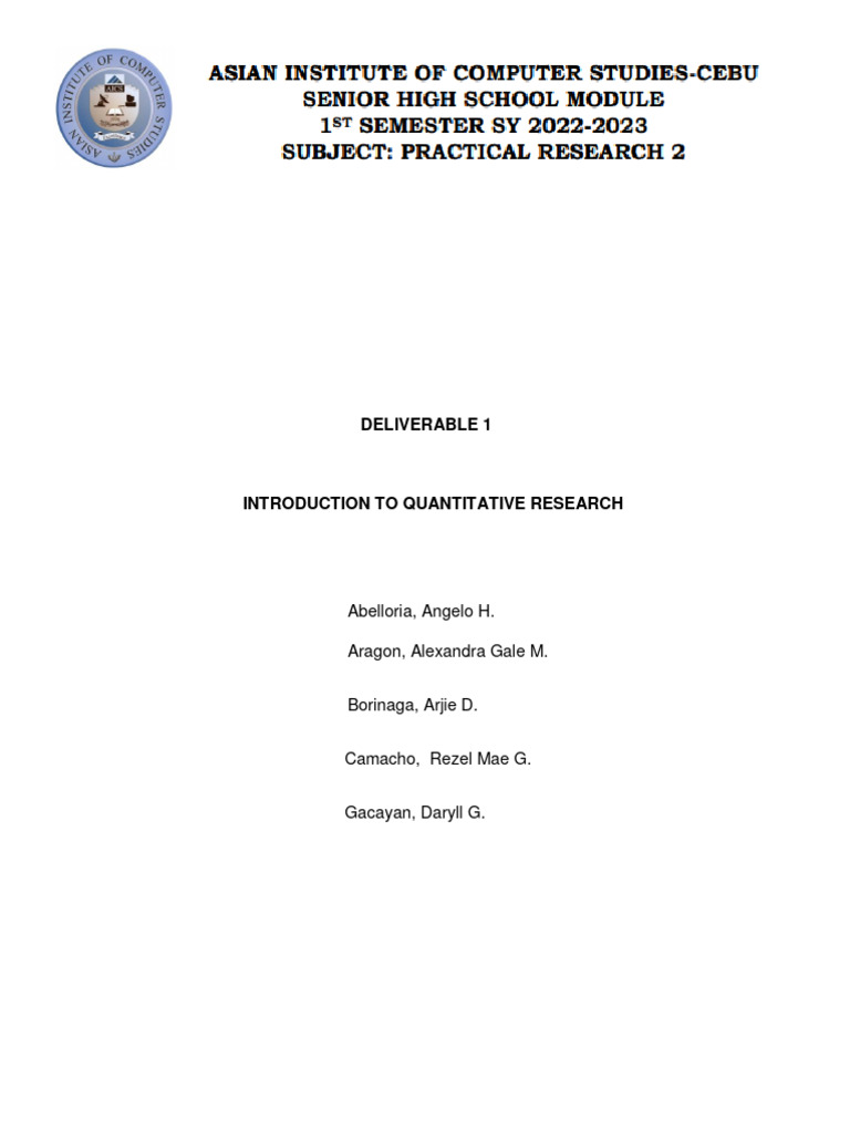 Draft Practical Research | PDF | Quantitative Research | Statistics