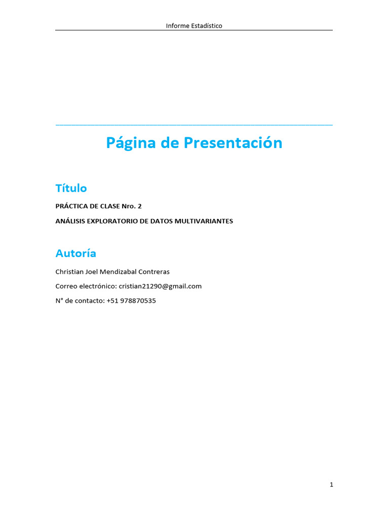 Informe Estadistico Practica - 1 Christian Mendizabal | PDF | Spss | Informática