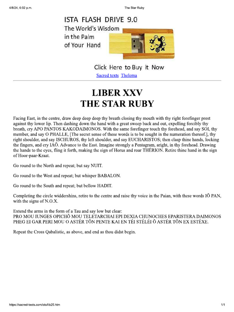 The Star Ruby Ritual | PDF