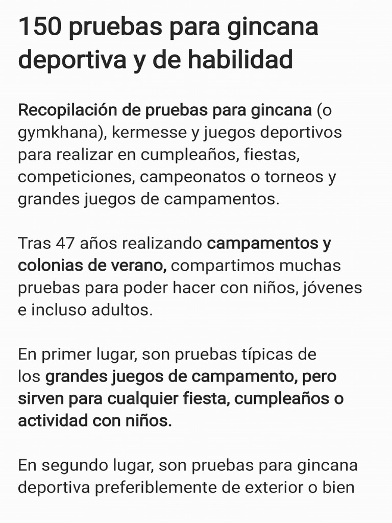 150 Pruebas para Gincana | PDF