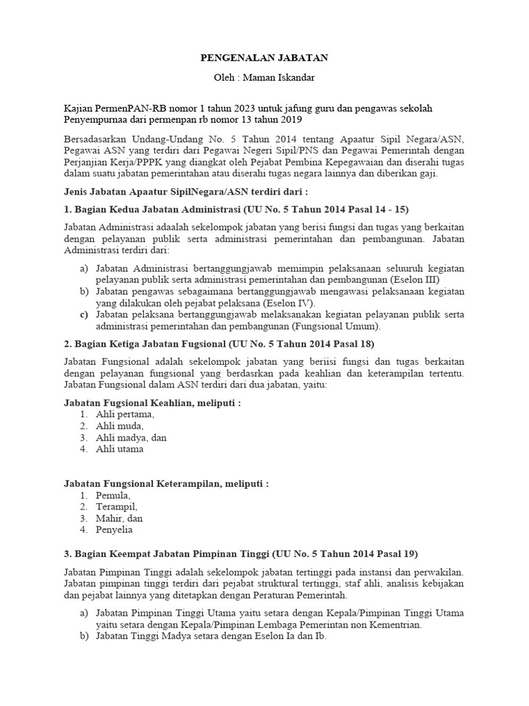 Resume Pengenalan Jabatan | PDF