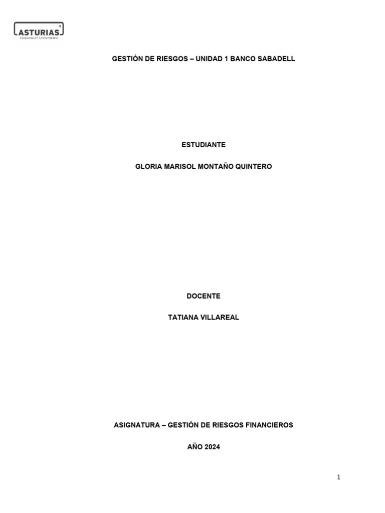 Resumen de La Gestión de Riesgos en Banco Sabadell - Marisol Montaño | PDF | Bancos | Planificación