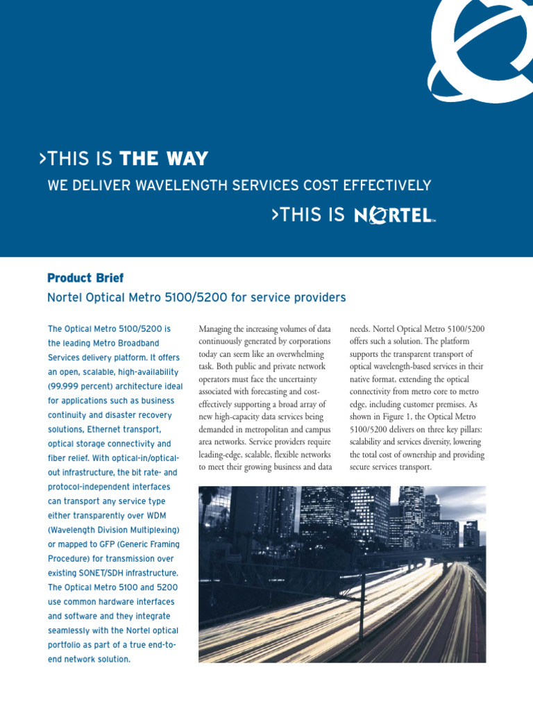 Nortel Optical Metro 5100/5200 Overview | PDF | Wavelength Division ...