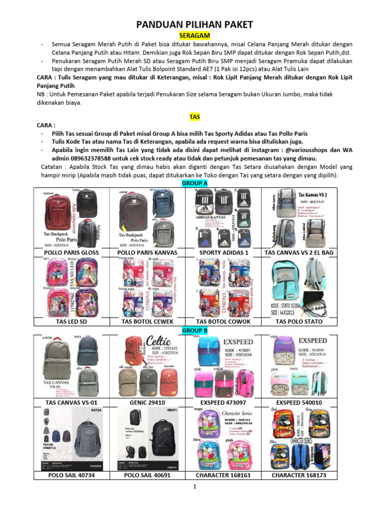 Toko Various Shop - Katalog - Paket - Dan - Eceran | PDF