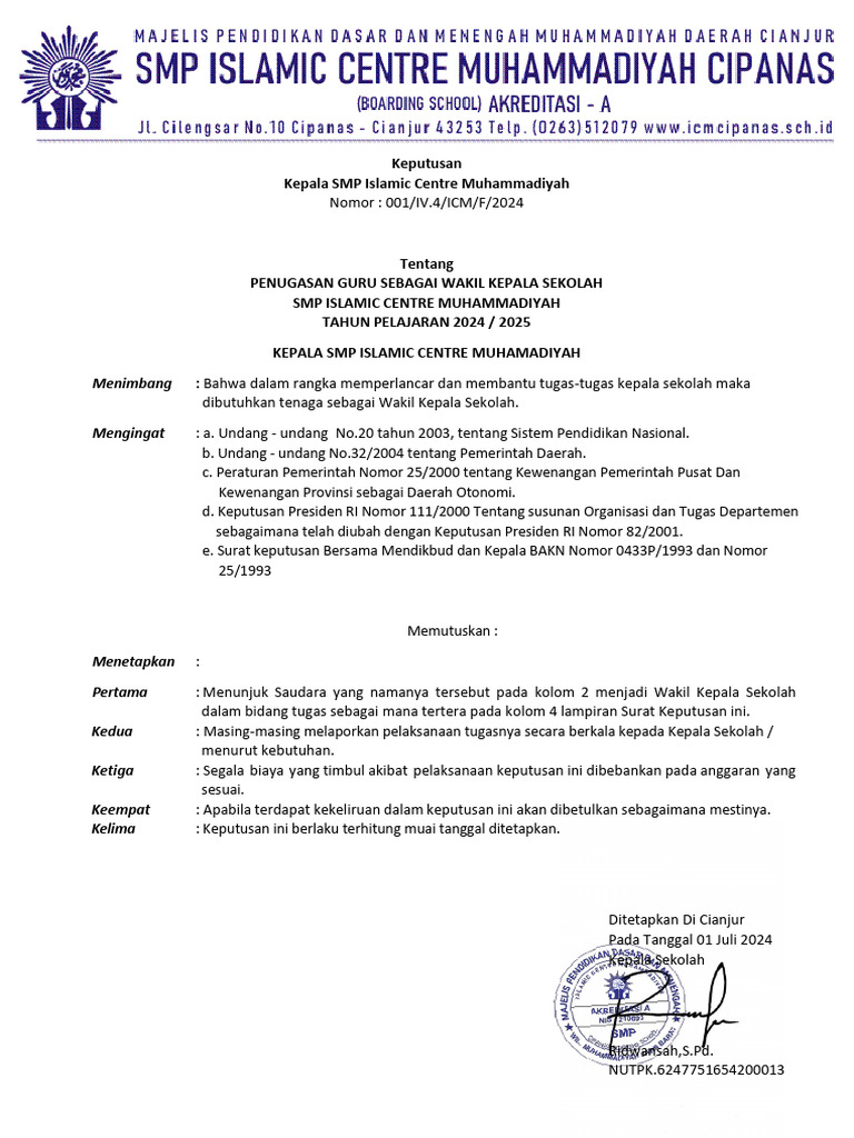 SK Waka Icm 2024-2025 | PDF