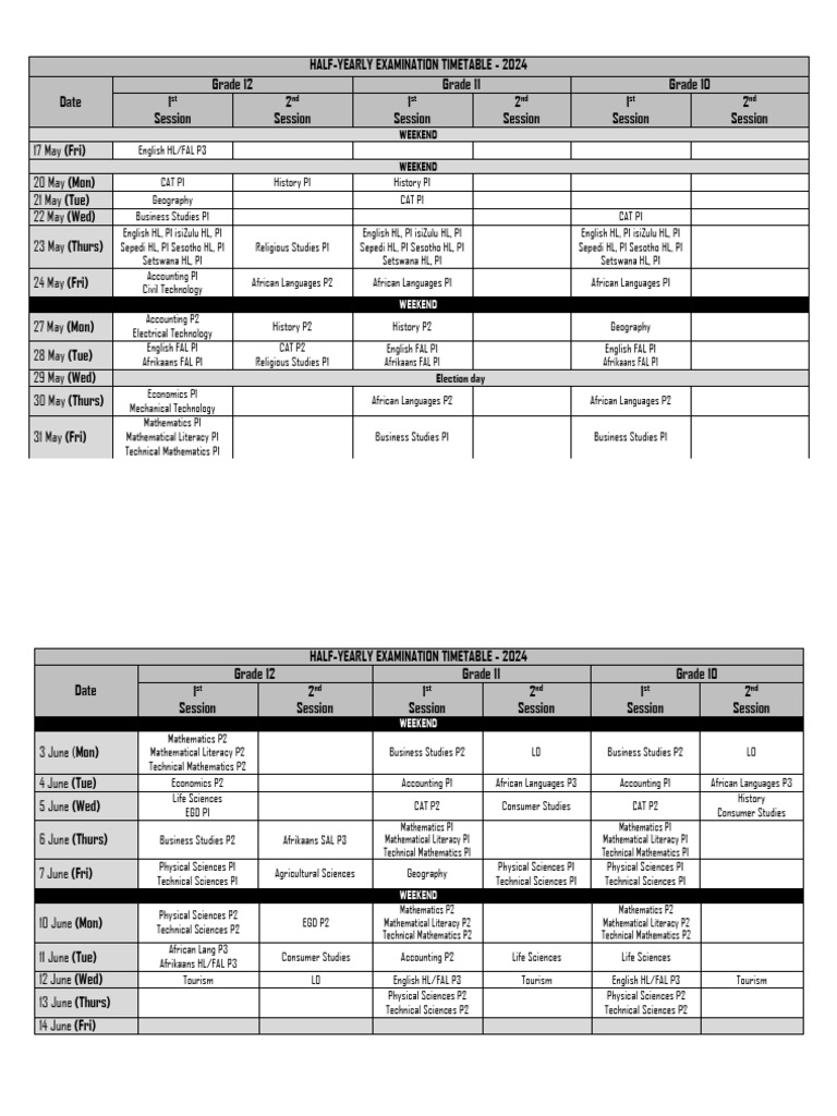June Timetable | PDF | Languages Of Africa | Languages