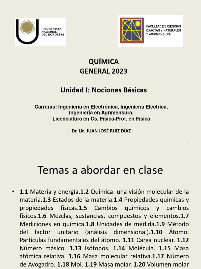 Unidad I. 2023 | PDF | Mole (Unidad) | Química