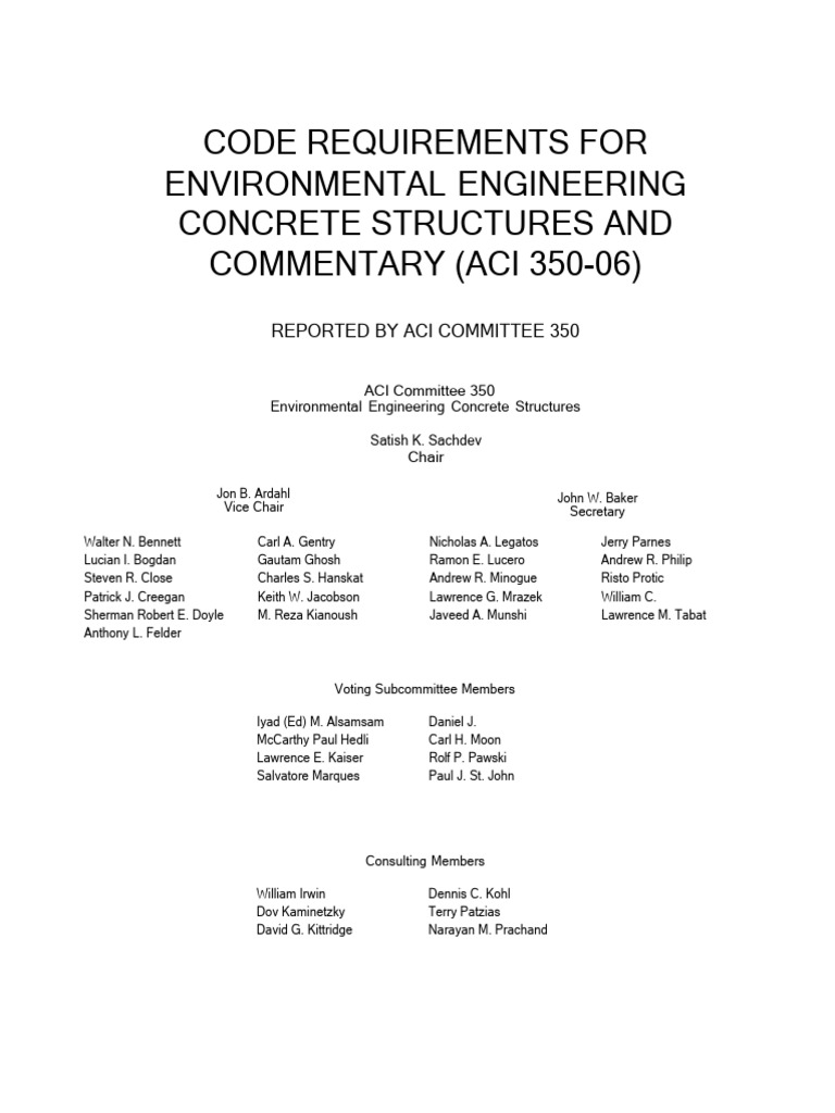 Code Requirements For Environmental Engineering Concrete Structures And