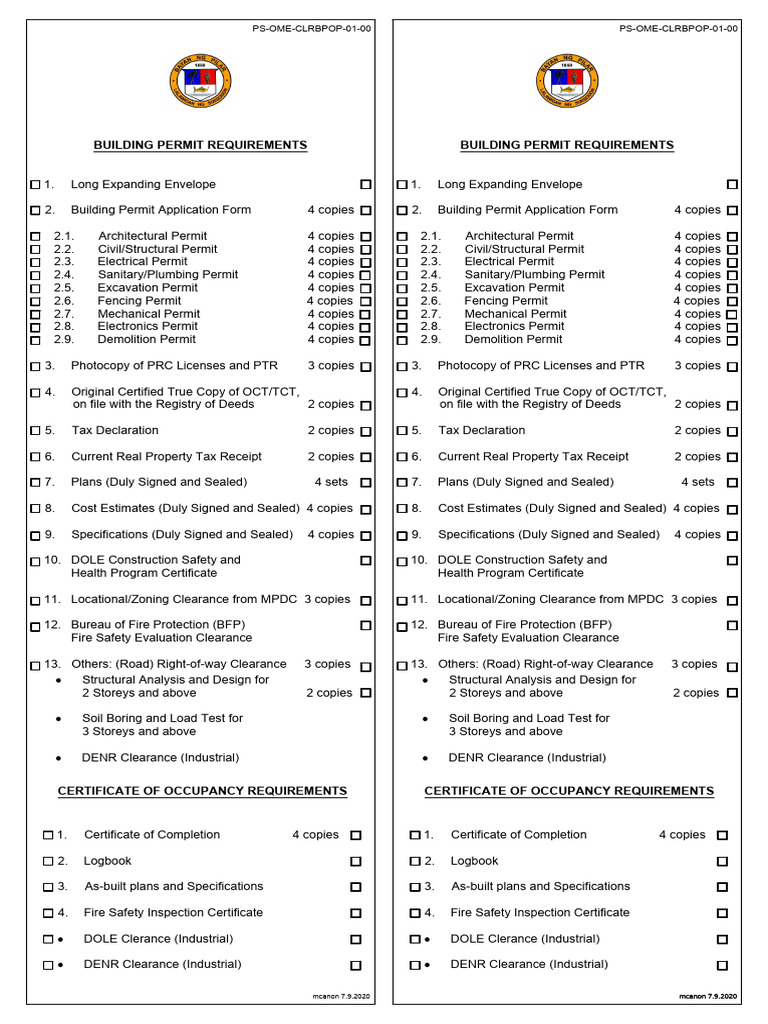 Building Permit Requirement Checklist 2.0 | PDF