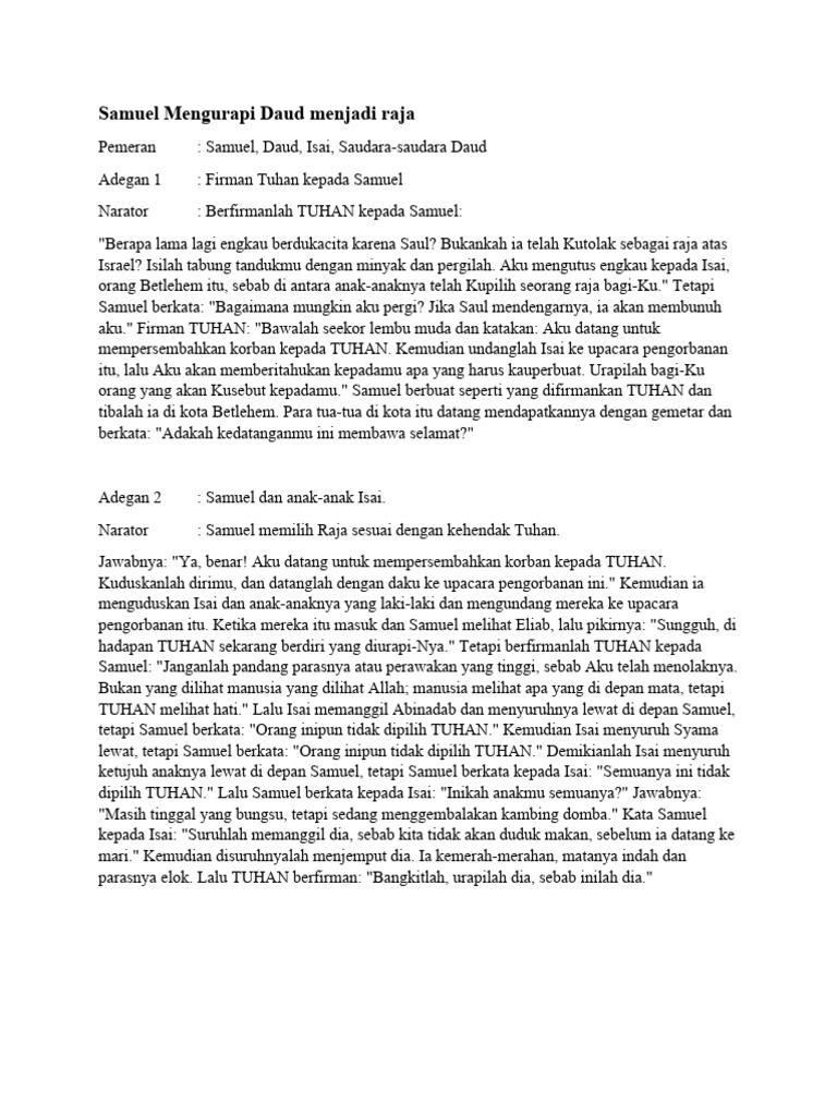 Samuel Mengurapi Daud menjadi raja | PDF