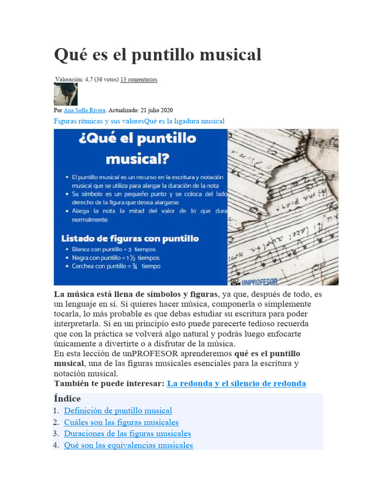 Qué Es El Puntillo Musical | PDF | Notación musical | Notación