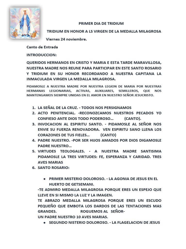 PRIMER DIA DE TRIDIUM LEGION DE MARIA (Autoguardado) | PDF | María, madre de Jesús | orador del ...