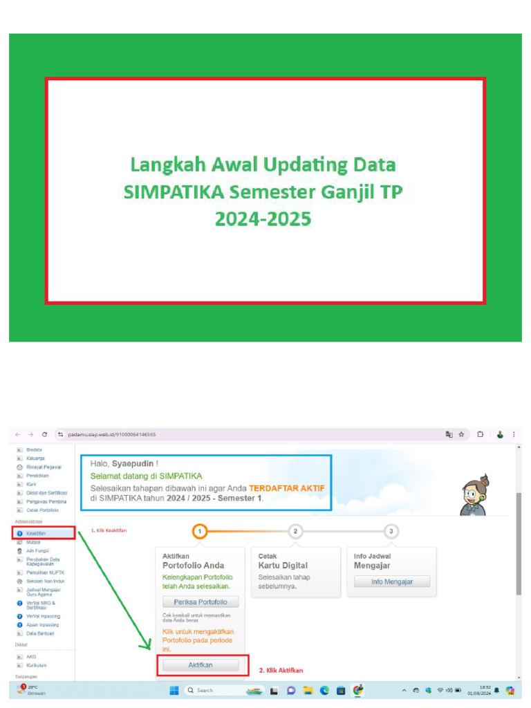 Langkah Awal Updating Data Simpatika Ganjil 24-25 | PDF