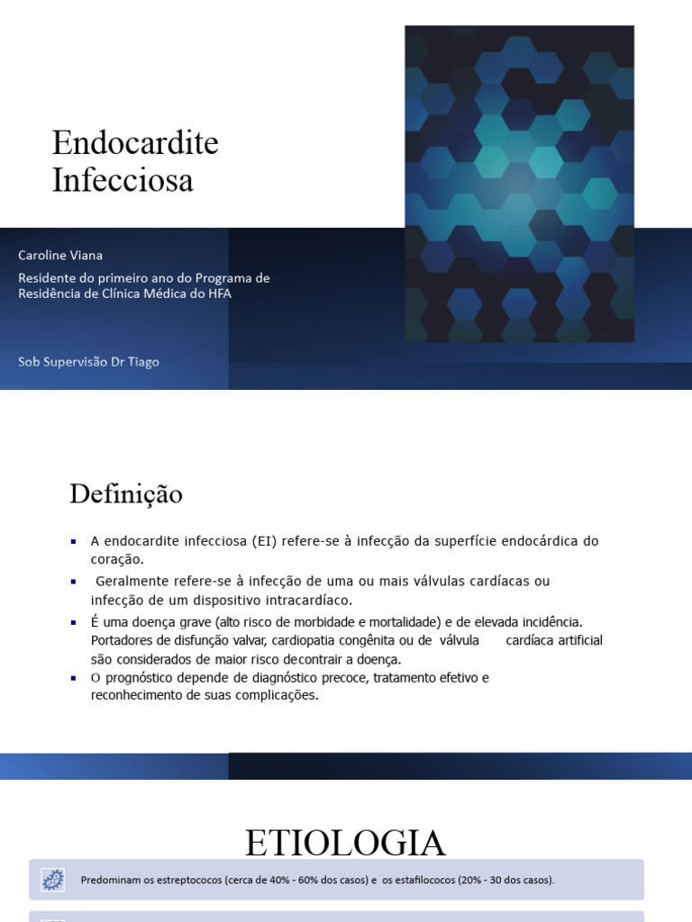 Aula Endocardite Infecciosa | PDF | Especialidades médicas | Medicina Clínica