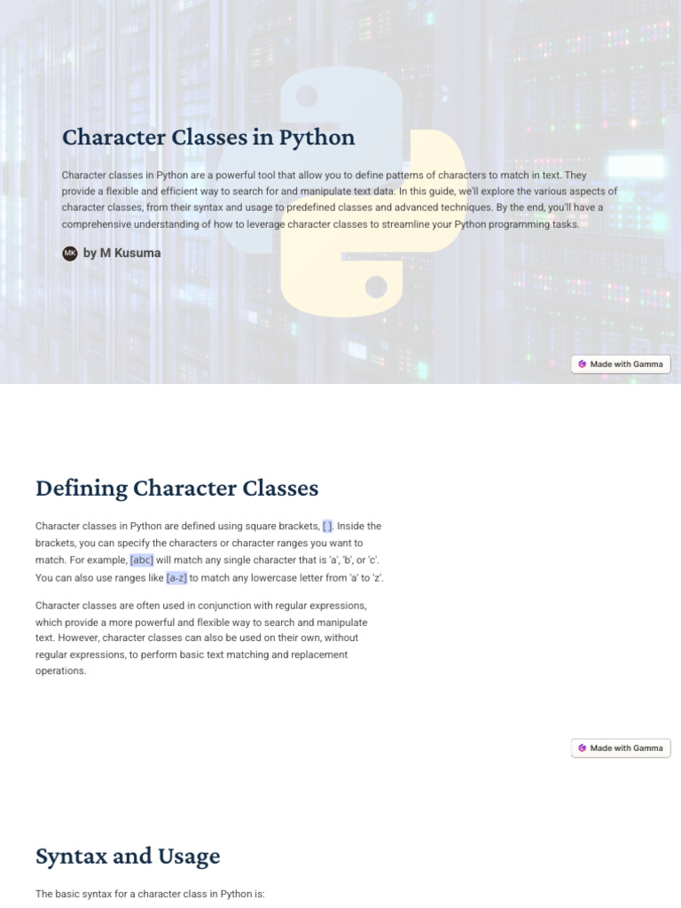 Character Classes in Python | PDF | Regular Expression | Python (Programming Language)
