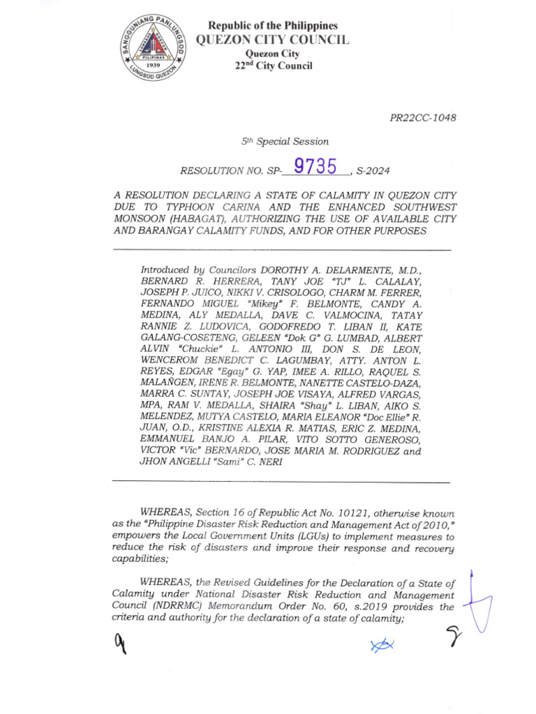 State of Calamity Declaration | PDF