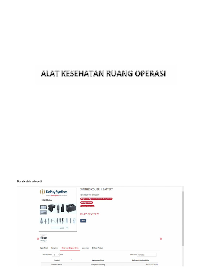 E-Katalog Alkes Ruang Operasi | PDF