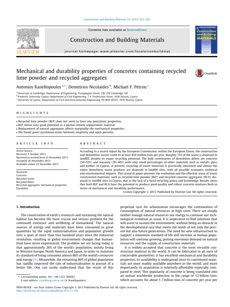 Mechanical and Durability Properties of Concretes Containing Recycled ...