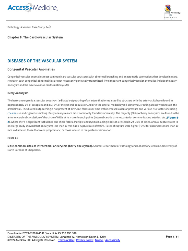 Diseases of The Vascular System | PDF | Aorta | Diseases And Disorders