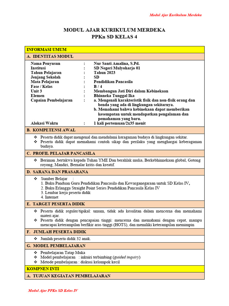Modul Ajar PPKN BAB 3 Fix | PDF