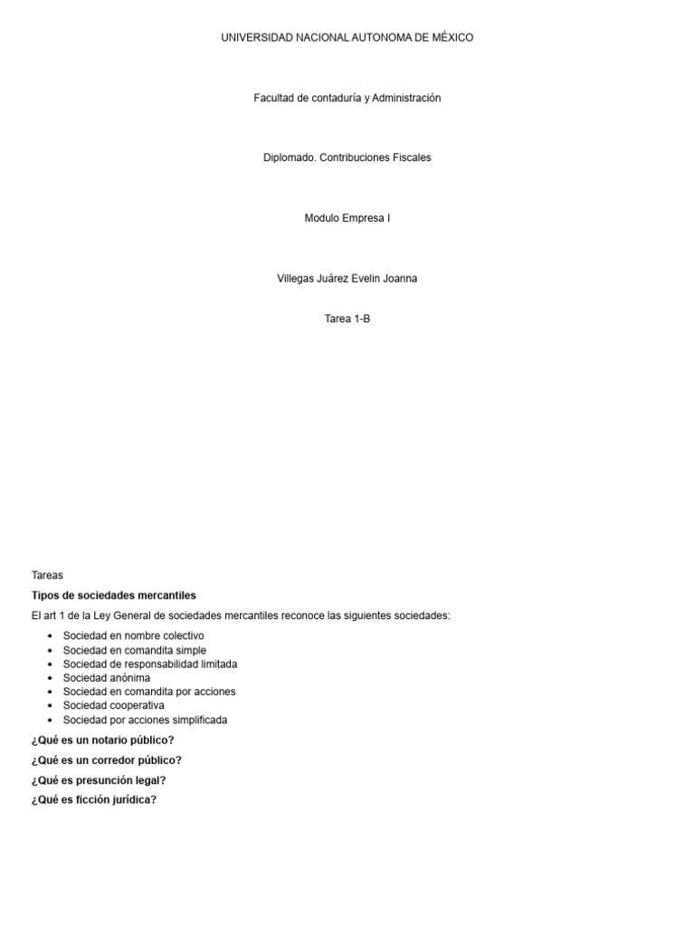 Tarea 1 B | PDF | Sociedad de responsabilidad limitada | Jerga corporativa