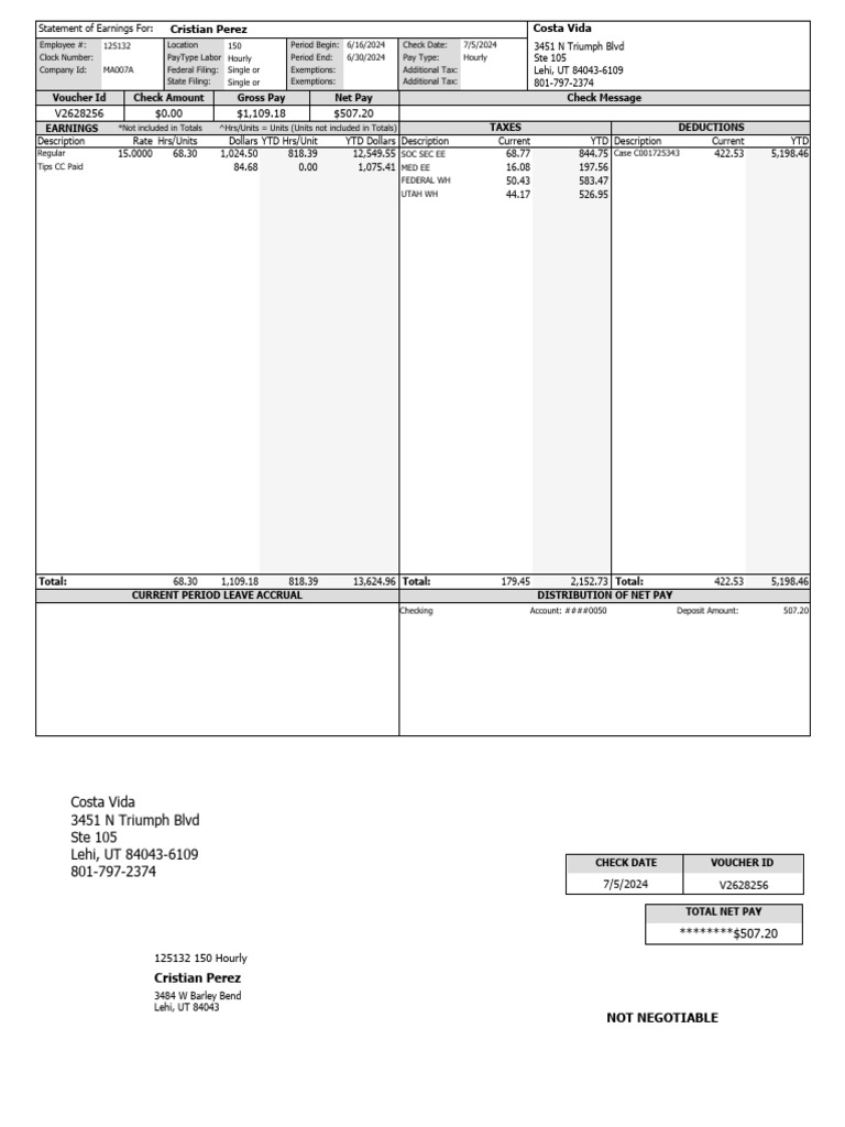 CheckStubsReport 20240710182638 | PDF | Taxes | Government Finances