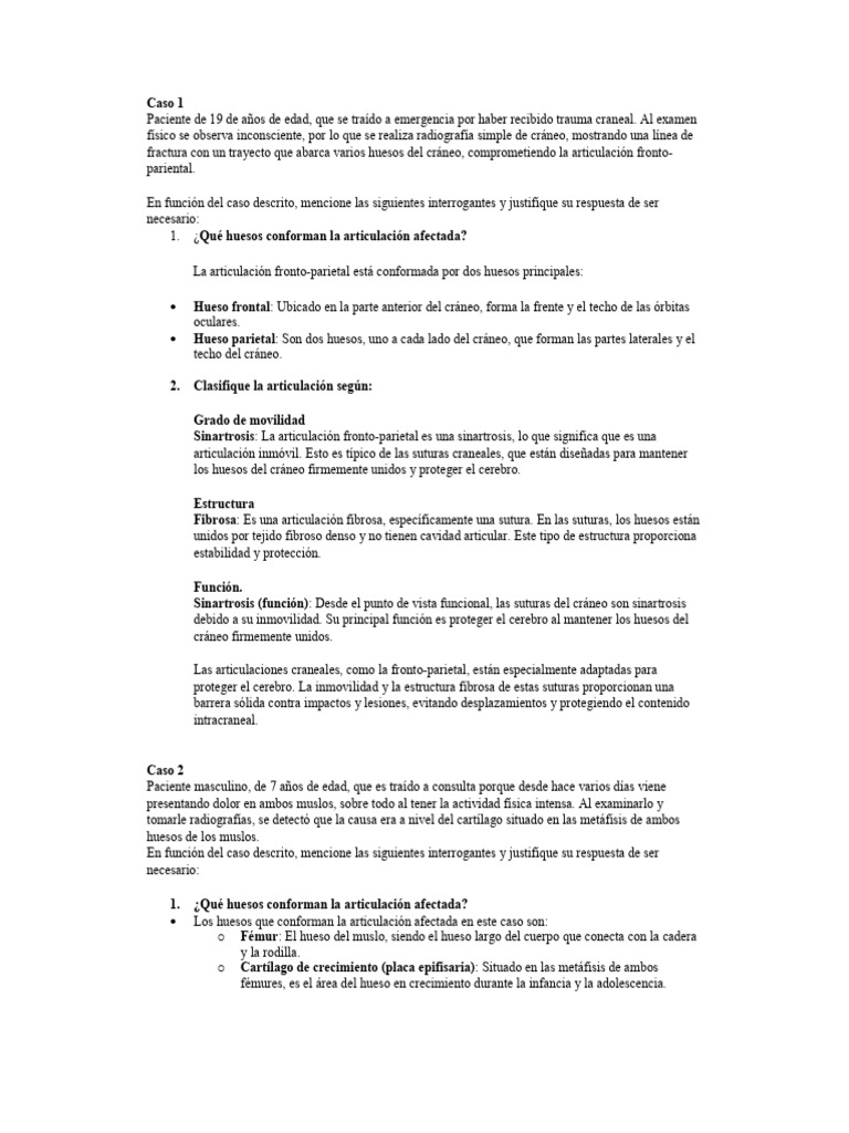 Preguntas Deber 10 Casos | PDF | Articulación | Rodilla