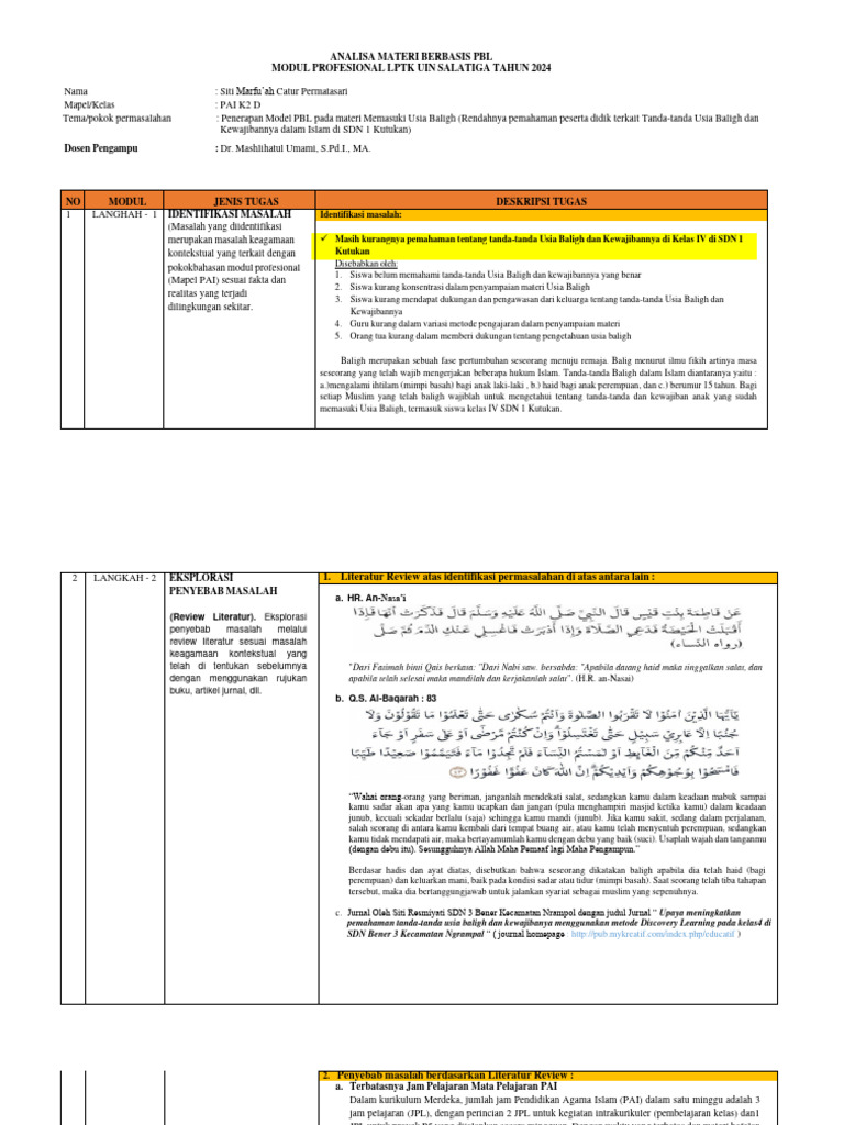 PBL Usia Baligh 6 | PDF