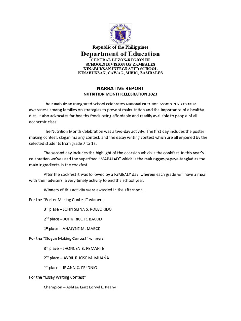 Acr Nutrition Month 2023 High School | PDF | Nutrition | Diet & Nutrition