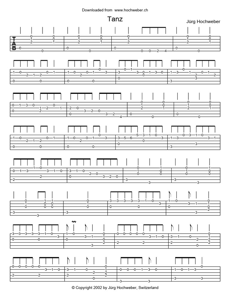 Danza Tanz Tablatura | PDF