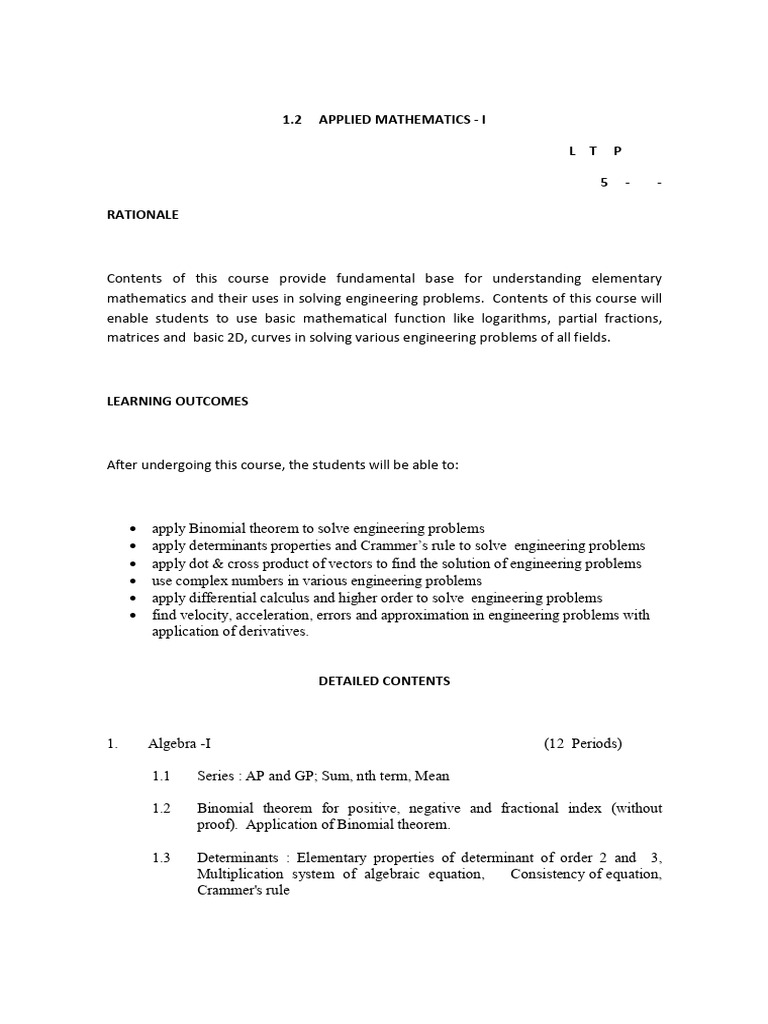 Applied Mathematics - I | PDF | Complex Number | Function (Mathematics)