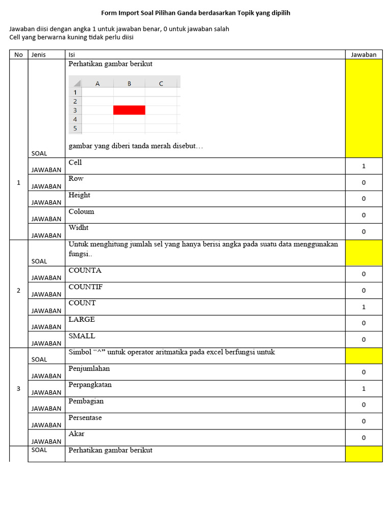 Panduan Soal Excel dan Rumus Dasar | PDF